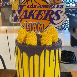 Inspired by Los Angeles Lakers NBA Team Cake Topper Personalised Cake ...