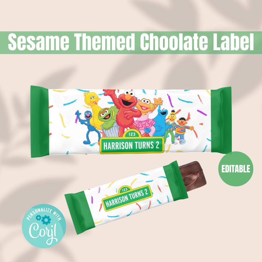 EDITABLE Sesame Chocolate Bundle | Sesame Theme | Chocolate Label ...
