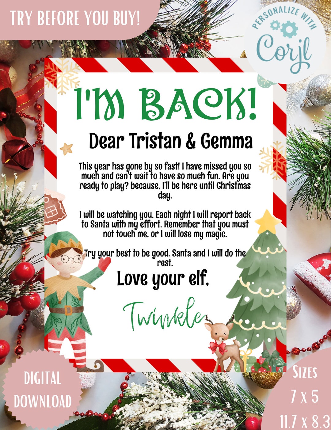 EDITABLE Male Elf is Back North Pole Mail Instant Download - Etsy
