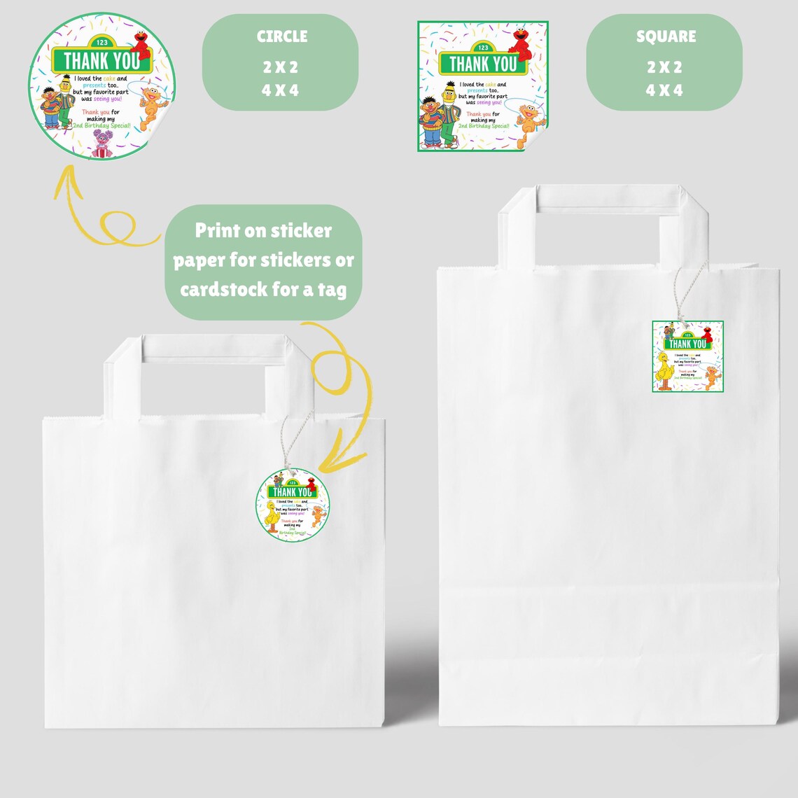 EDITABLE Puppet Circle & Square Tag | Thank You Tags | Party Favors ...