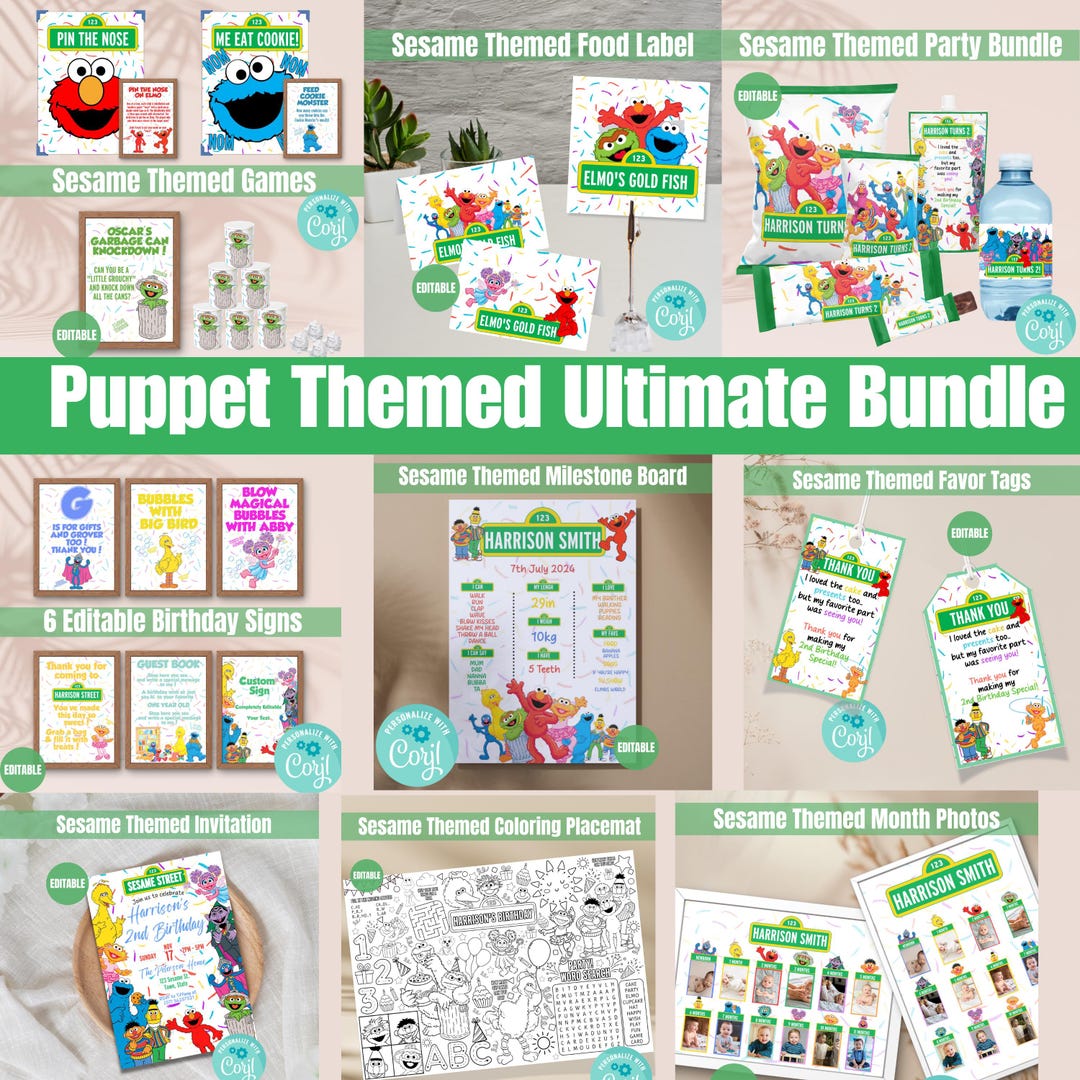 EDITABLE Puppet Themed Ultimate Bundle | Thank You Tags | Party Bundle ...