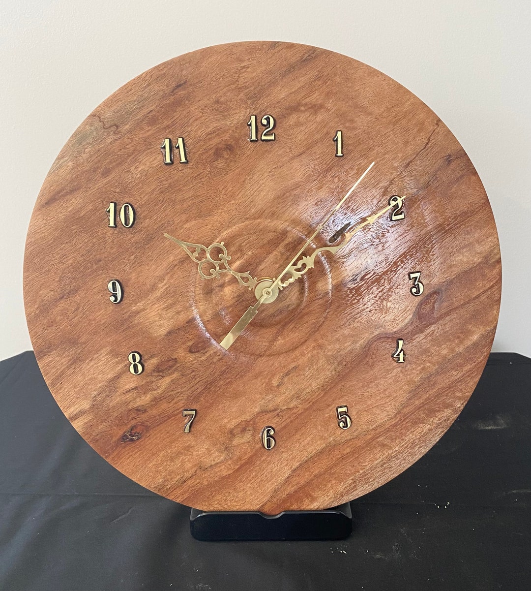 Handcrafted Analog Clock: Figured Maple Timber With Golden Numbers and ...