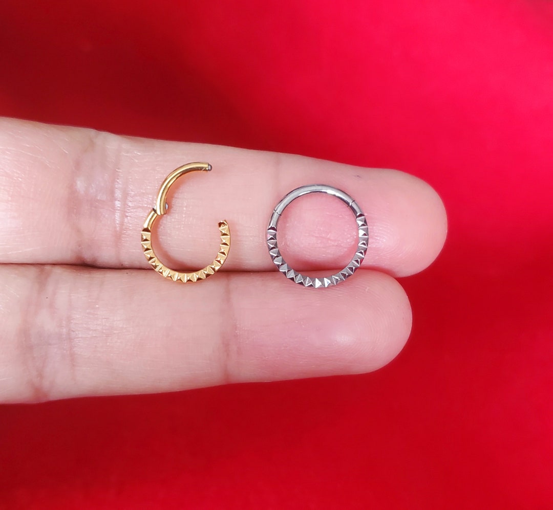 16G Gold Septum Ring Pyramid Daith Titanium Jewelry Dainty Daith Hoop ...