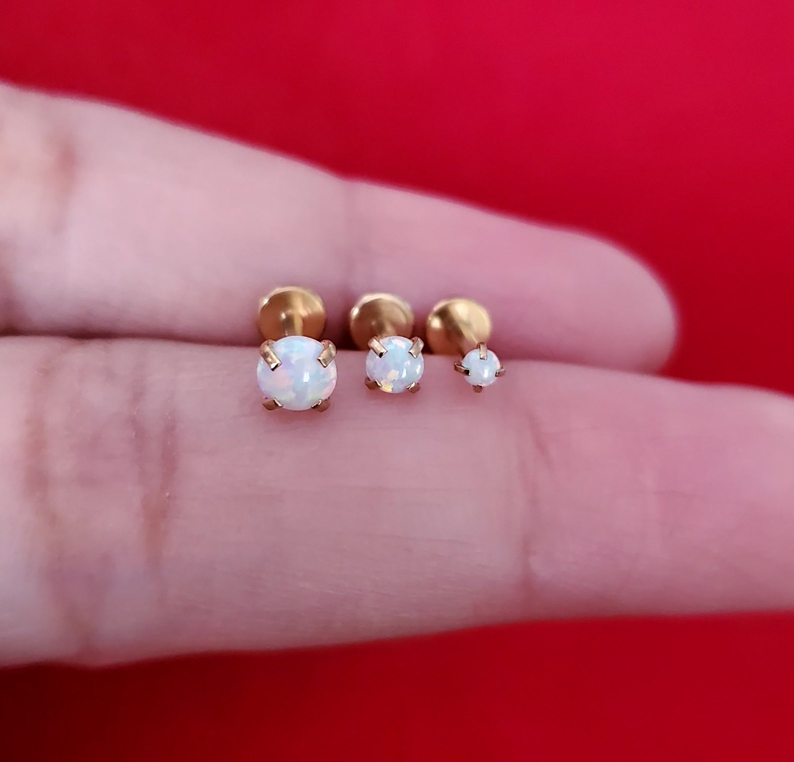 Internally Thread Screw on 2mm 3mm 4mm White Opal Flat Back 6mm 8mm ...
