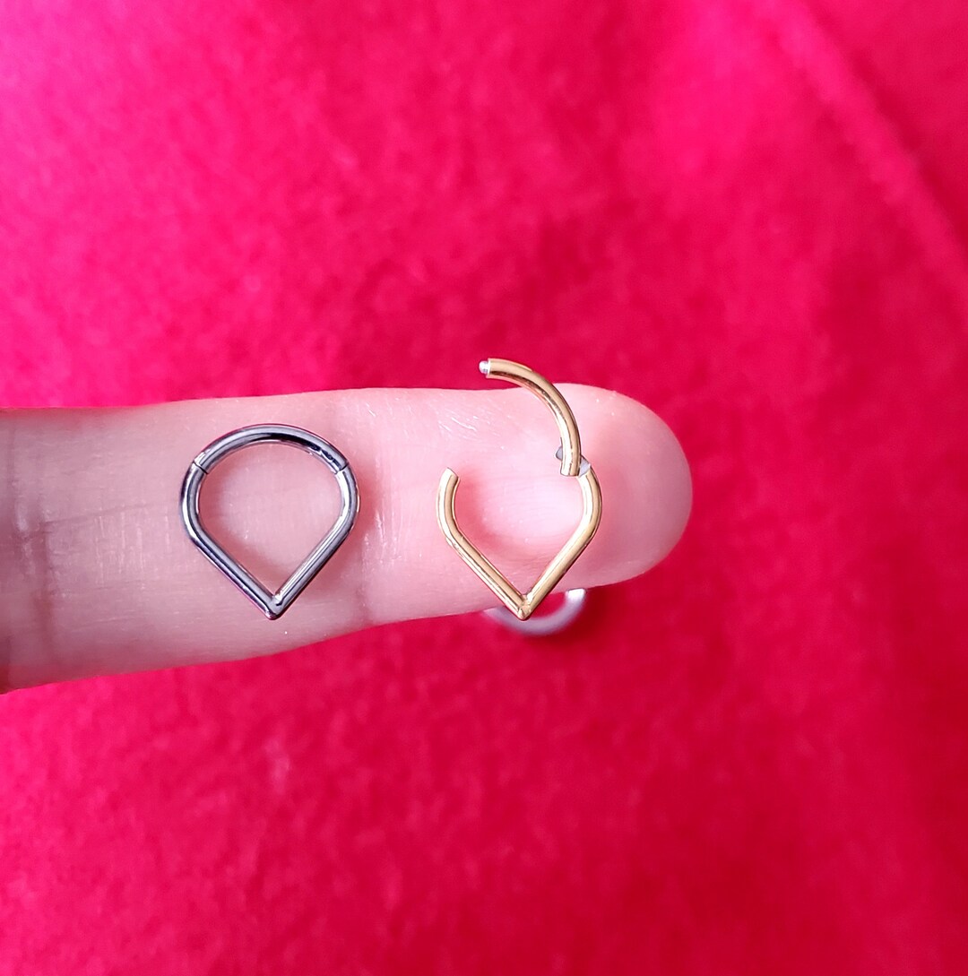 16g Titanium Hinged Clicker Septum Ring, Triangle Septum Ring, Snug V ...