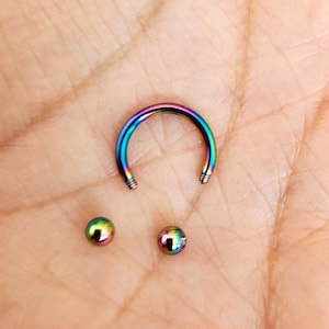 16G External Threaded HORSESHOE Nose Jewelry Nostril Hoop Ring Snug 8mm ...