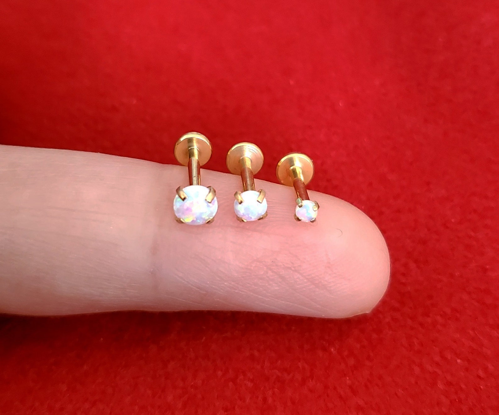 Internally Thread Screw on 2mm 3mm 4mm White Opal Flat Back 6mm 8mm ...