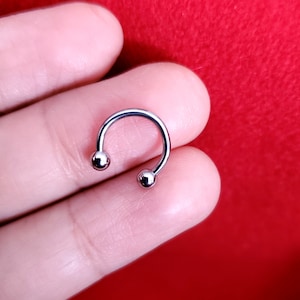 16G External Threaded HORSESHOE Nose Jewelry Nostril Hoop Ring Snug 8mm ...