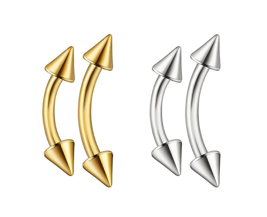 Spike Curved Barbell- Eyebrow Piercing Bar/ Cartilage Earring- Rook ...