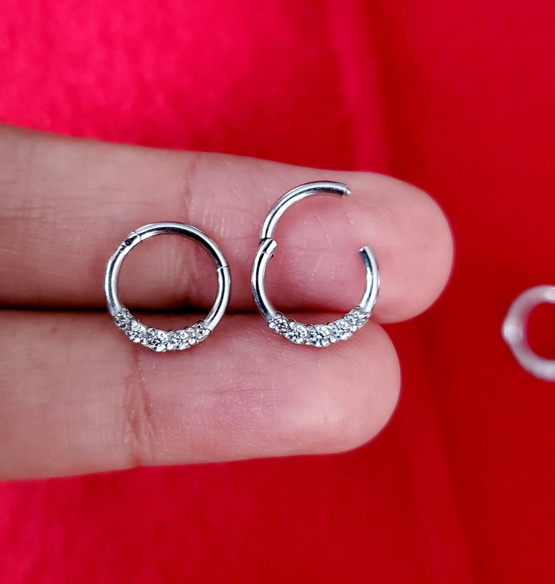 Daith, Septum Clicker, Hinged Segment Nose Ring 16G. 8mm, 10mm 316L ...
