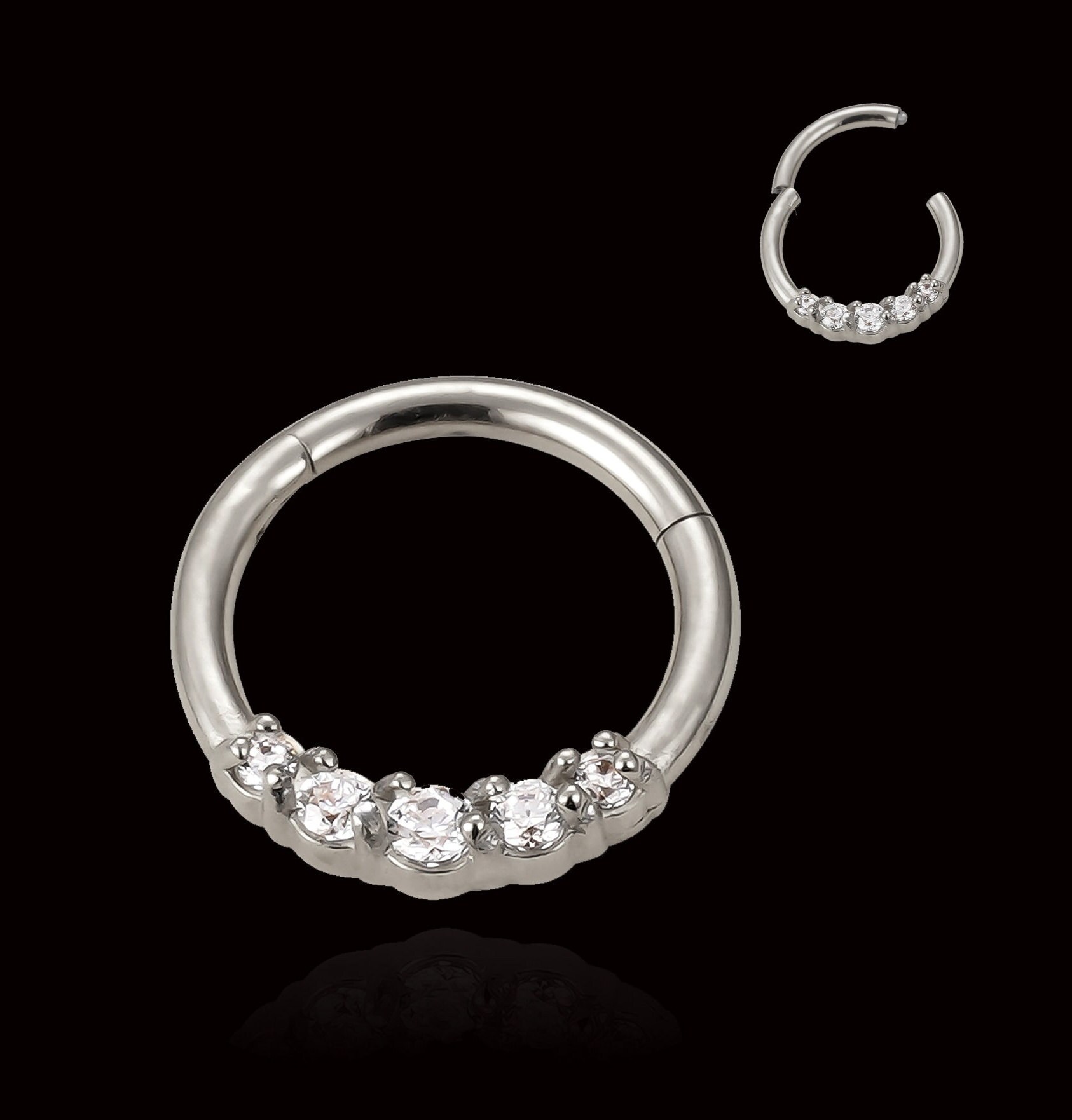 Daith, Septum Clicker, Hinged Segment Nose Ring 16G. 8mm, 10mm 316L ...