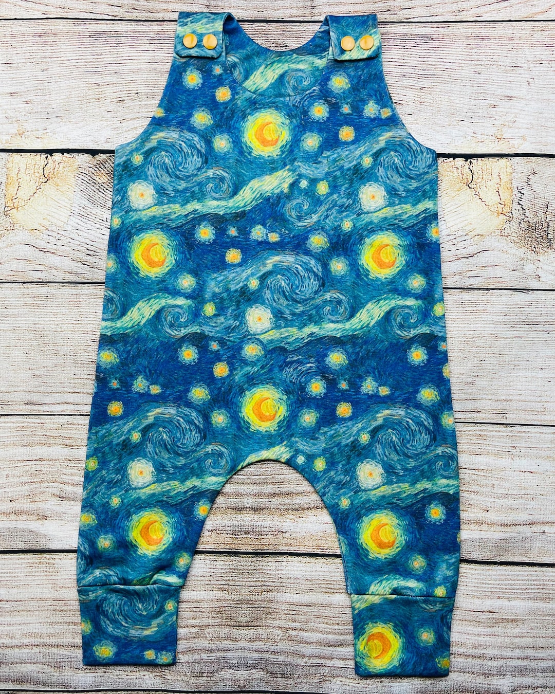 Van Gogh Starry Night Baby Romper: Organic Cotton Harem Style - Etsy