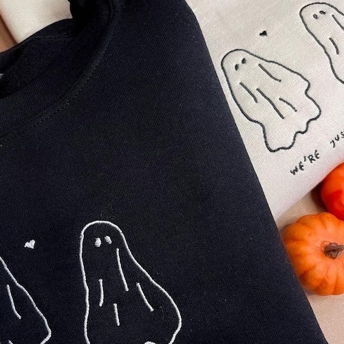 Halloween Sweater Cute Ghosts Ghost Sweater Embroidered - Etsy