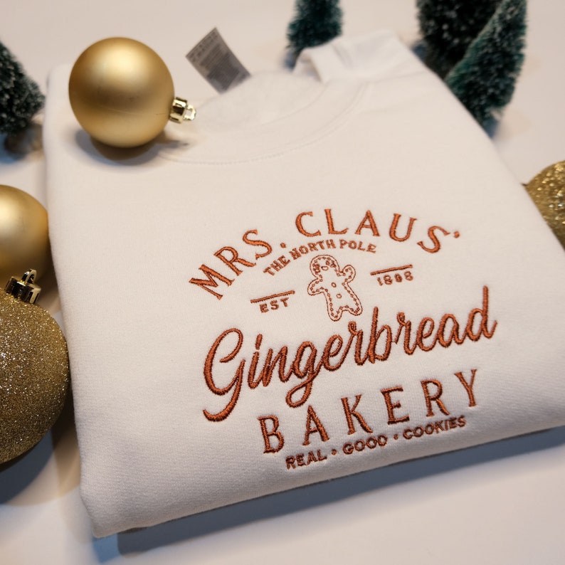Gingerbread Bakery Embroidered Christmas Sweatshirt, Crewneck Pullover ...