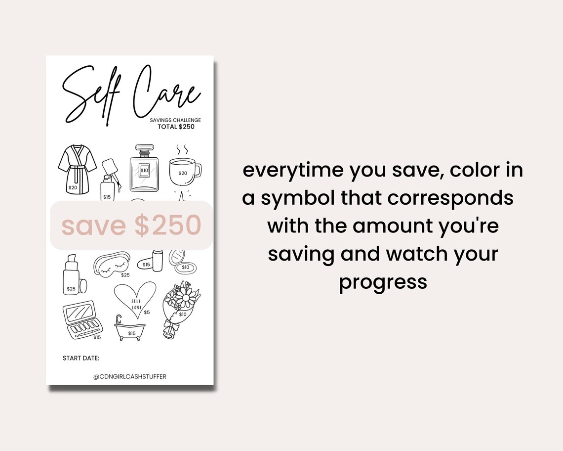 Self Care Savings Challenge | Instant Download Savings Challenge ...