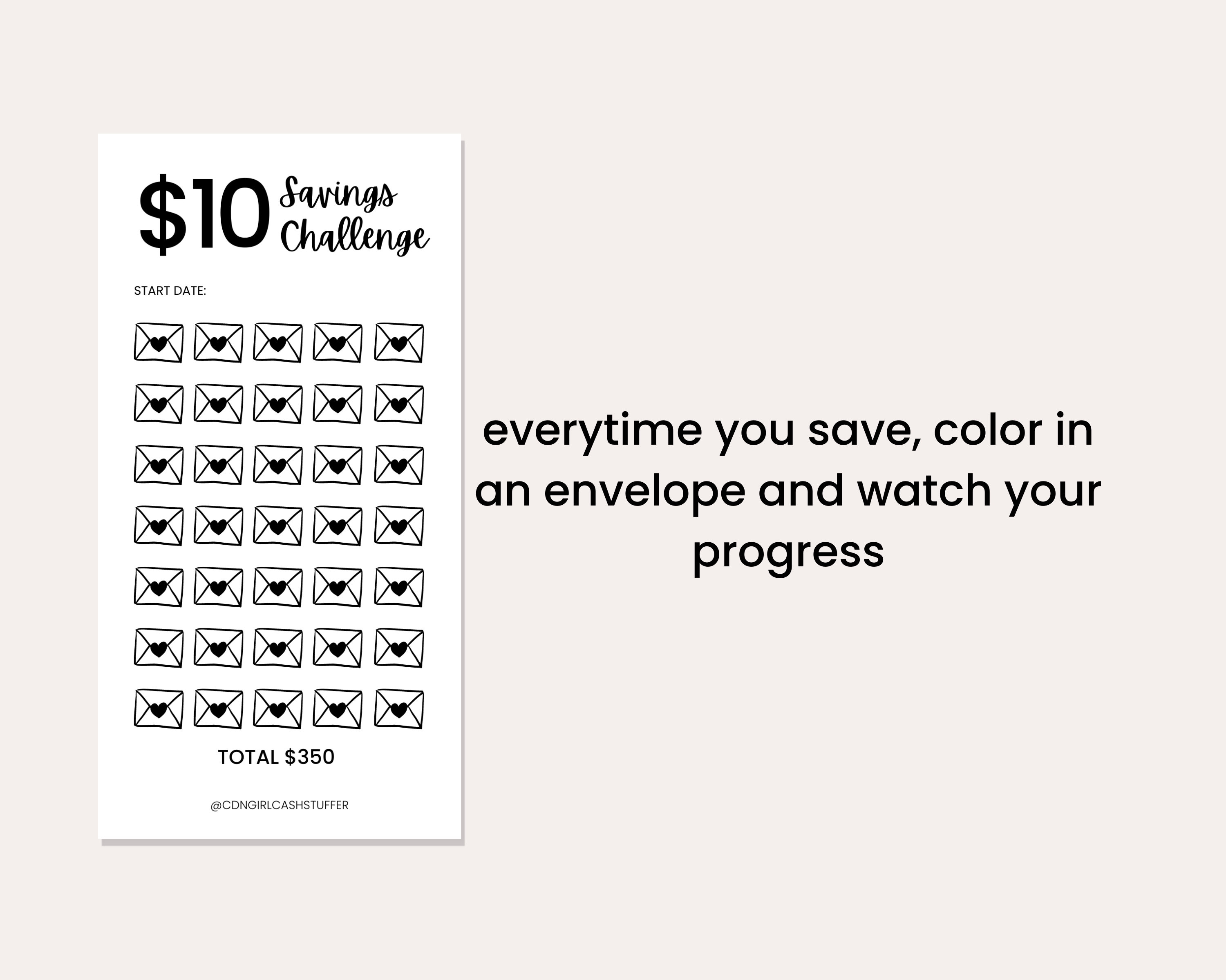 PRINTABLE 10 Dollar SAVINGS CHALLENGE Low Budget & Low - Etsy Canada