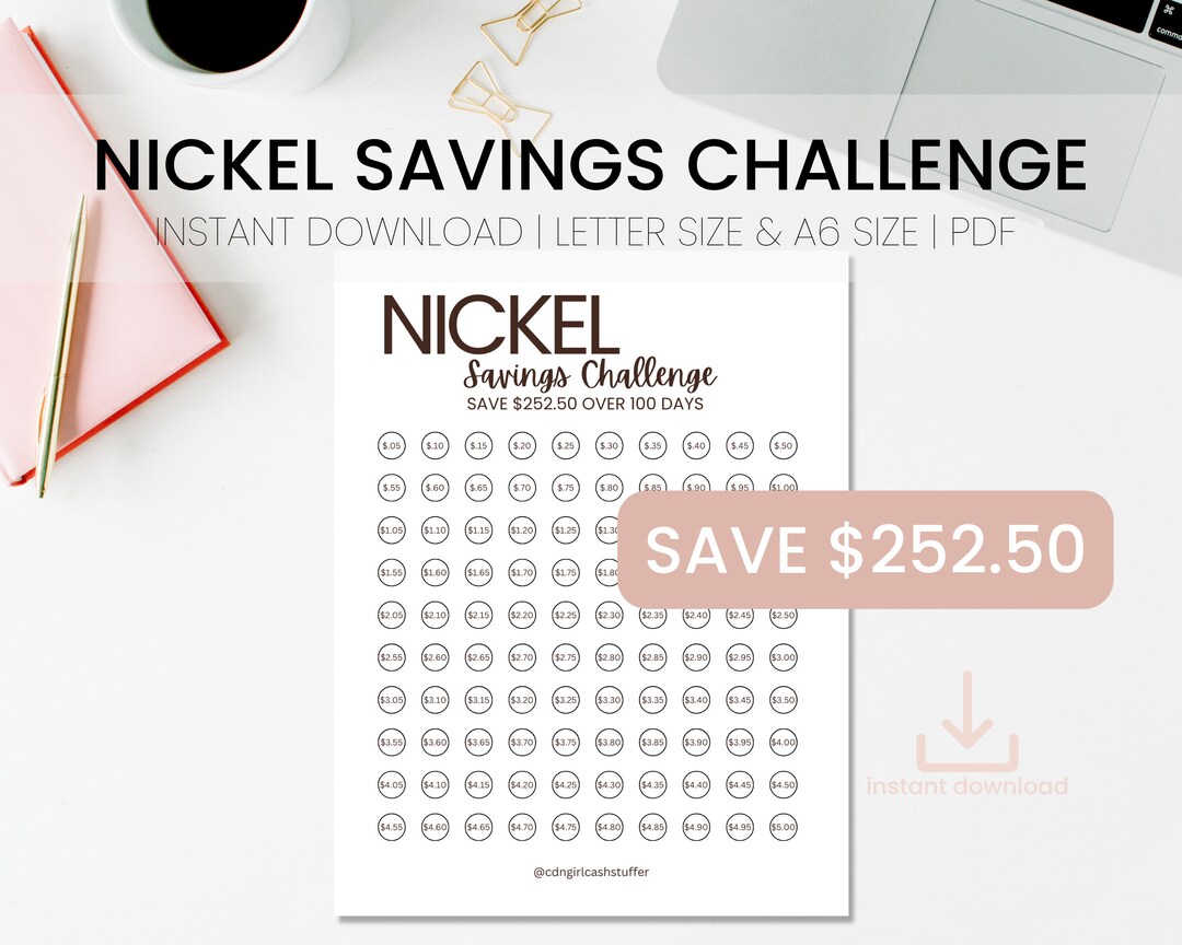 Nickel Savings Challenge | Penny Savings Challenge | Instant Download ...