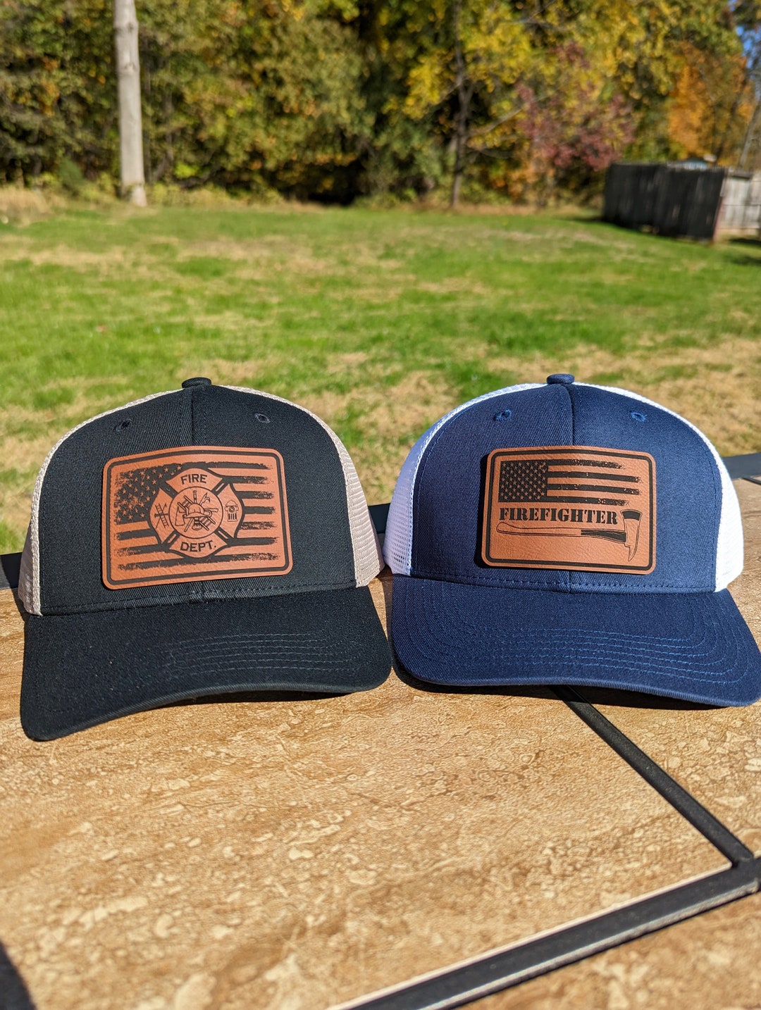 Fire Fighter/emt Hat/beanie Leather Patch, Firefighter Gift, Volunteer ...