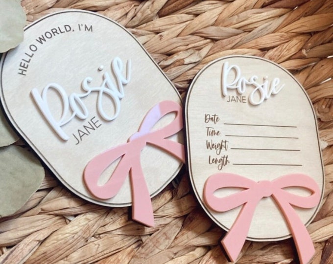 Hello My Name is | Baby Name Announcement Disc | Bow | Newborn Baby ...