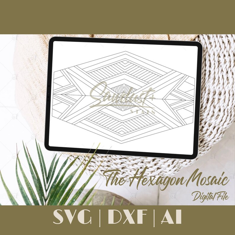 Hexagon Mosaic Digital File Single Line Laser File Geometric Pattern ...