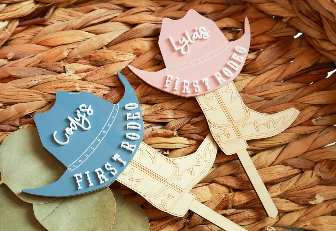 First Rodeo Cake Topper | Personalized Cowgirl Cake Topper | First ...