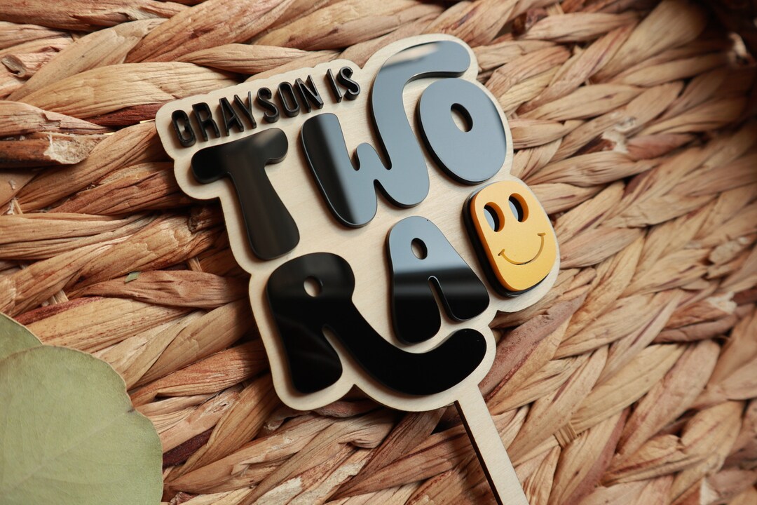 TWO RAD Cake Topper | Boy Birthday | Toddler Cake Topper | Two Birthday ...