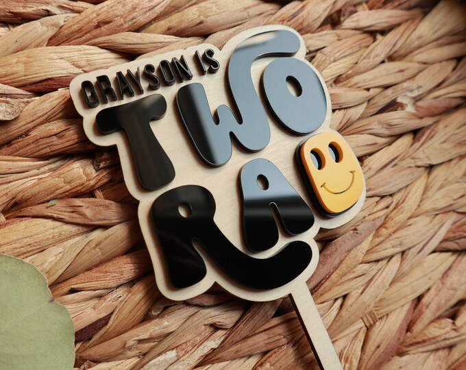 Two Rad / Wood Cake Topper / Rad Kid Collection - Etsy