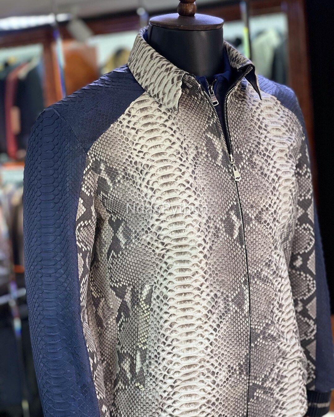 White Exotic Genuine Python Jacket, Real Snake Skin, Snake Skin Jacket ...