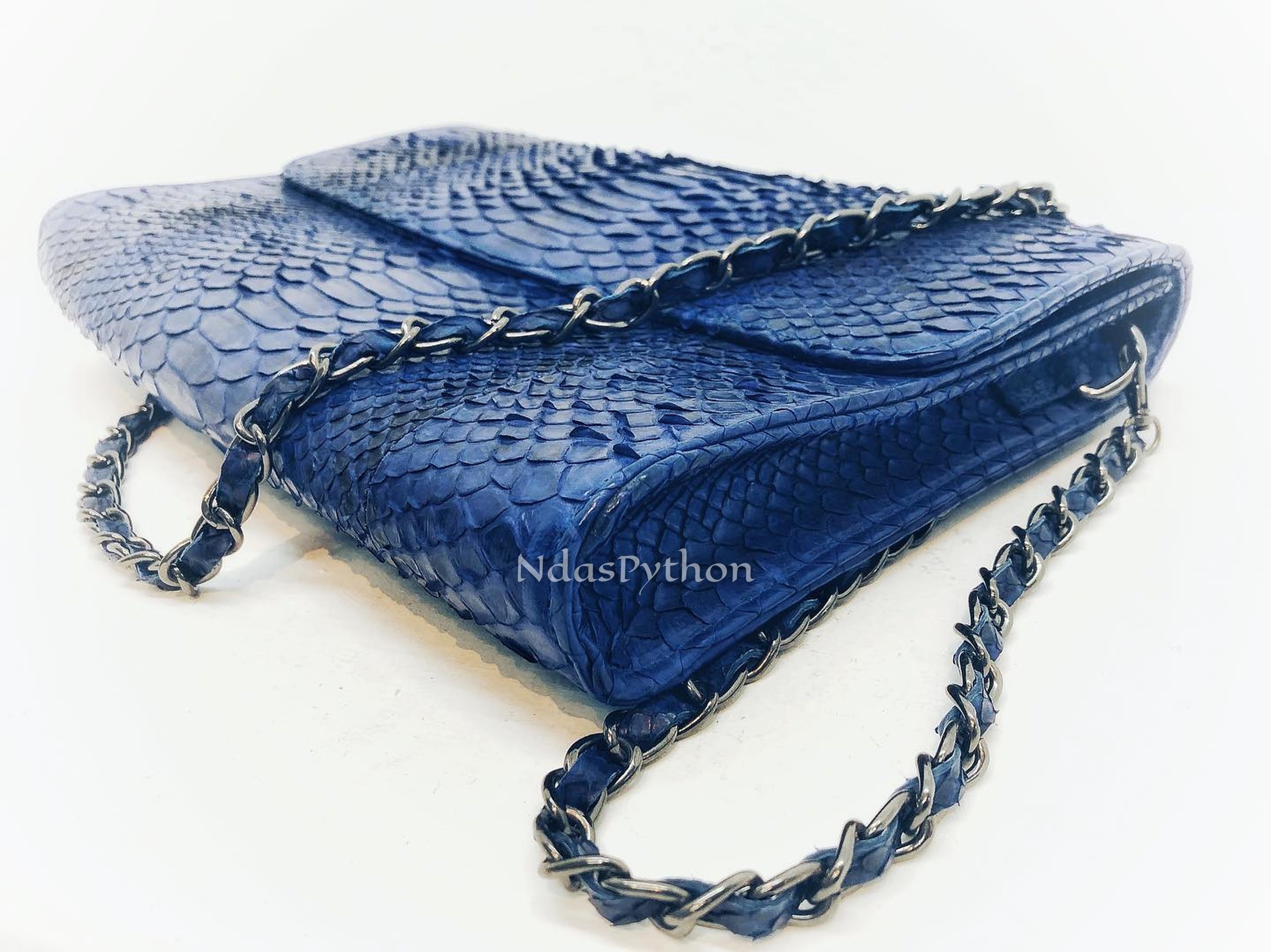 Blue Genuine Python Shoulder Bag Real Snake Skin Natural - Etsy