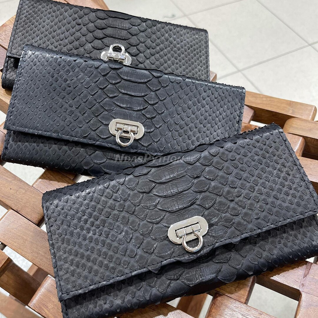Dragon Black Exotic Genuine Python Wallet King Snake Skin Wallet ...