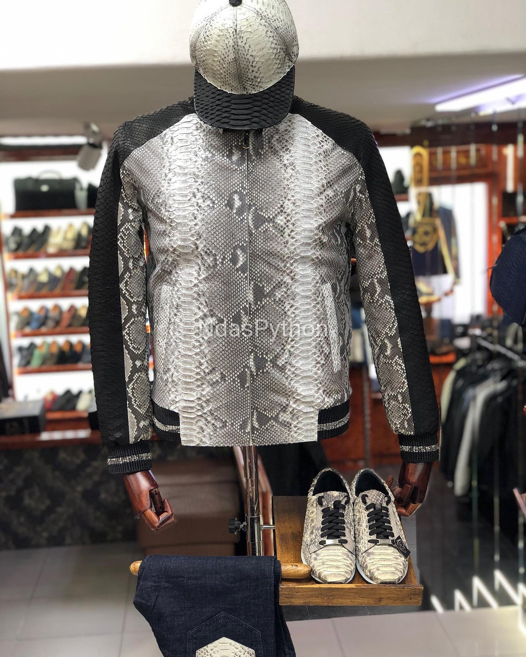 White Exotic Genuine Python Jacket, Real Snake Skin, Snake Skin Jacket ...
