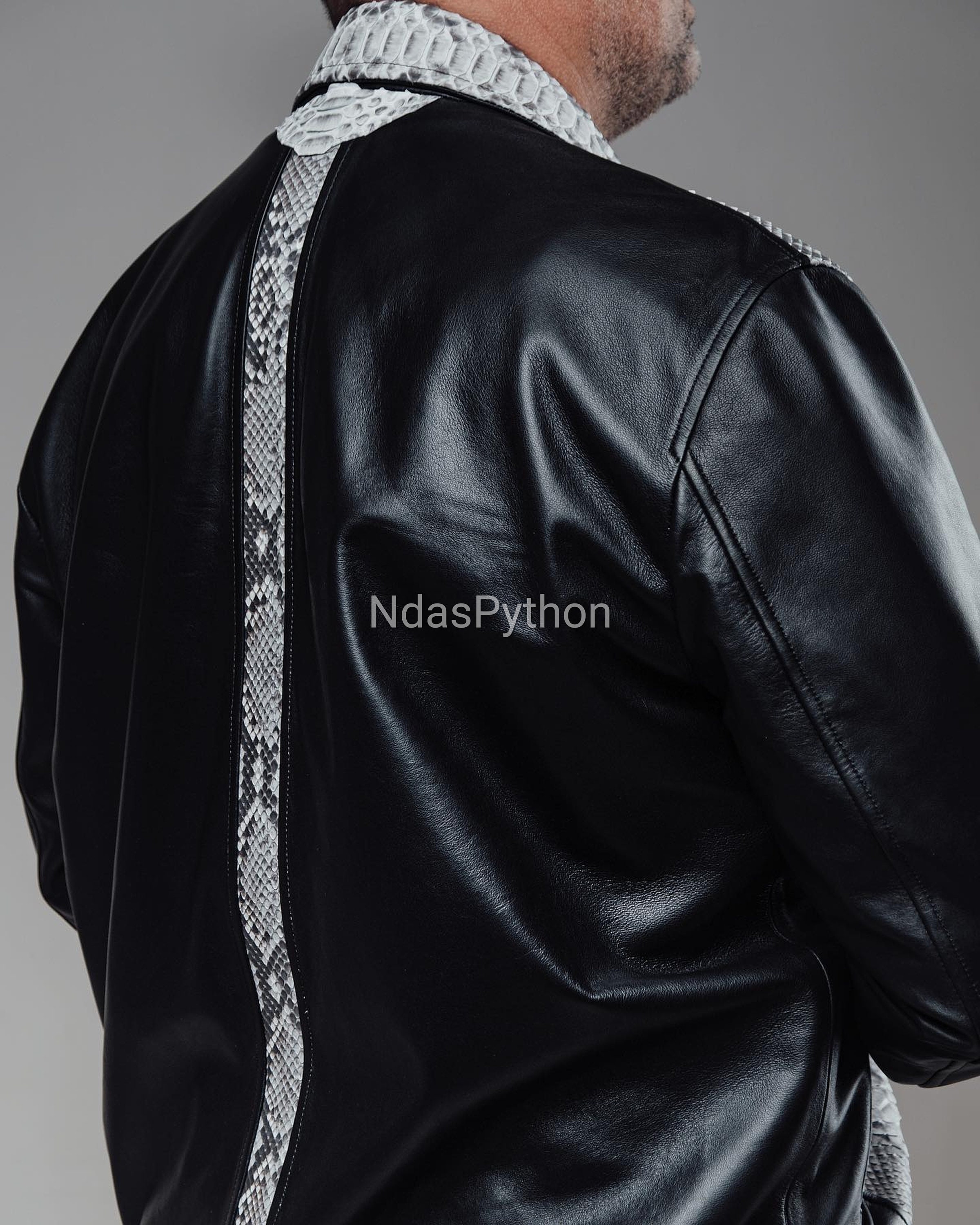 Black Exotic Genuine Python Jacket, Real Snake Skin, Snake Skin Jacket ...