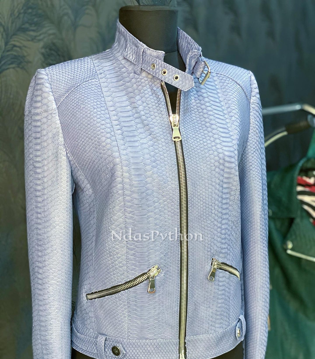 White Exotic Genuine Python Jacket, Real Snake Skin, Snake Skin Jacket ...