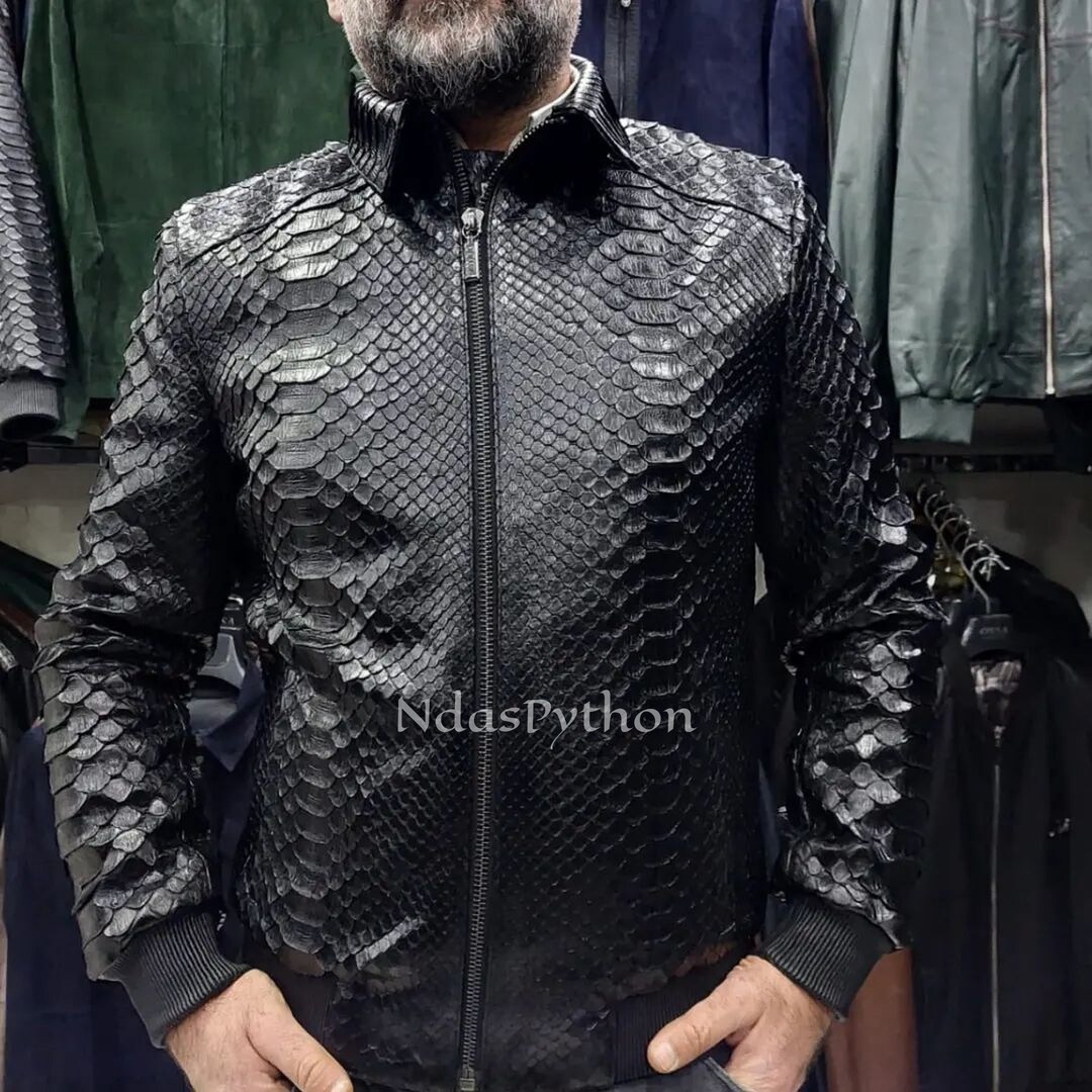 70%-off for Bulk Order, DM! Dragon Black Exotic Genuine Python Jacket ...