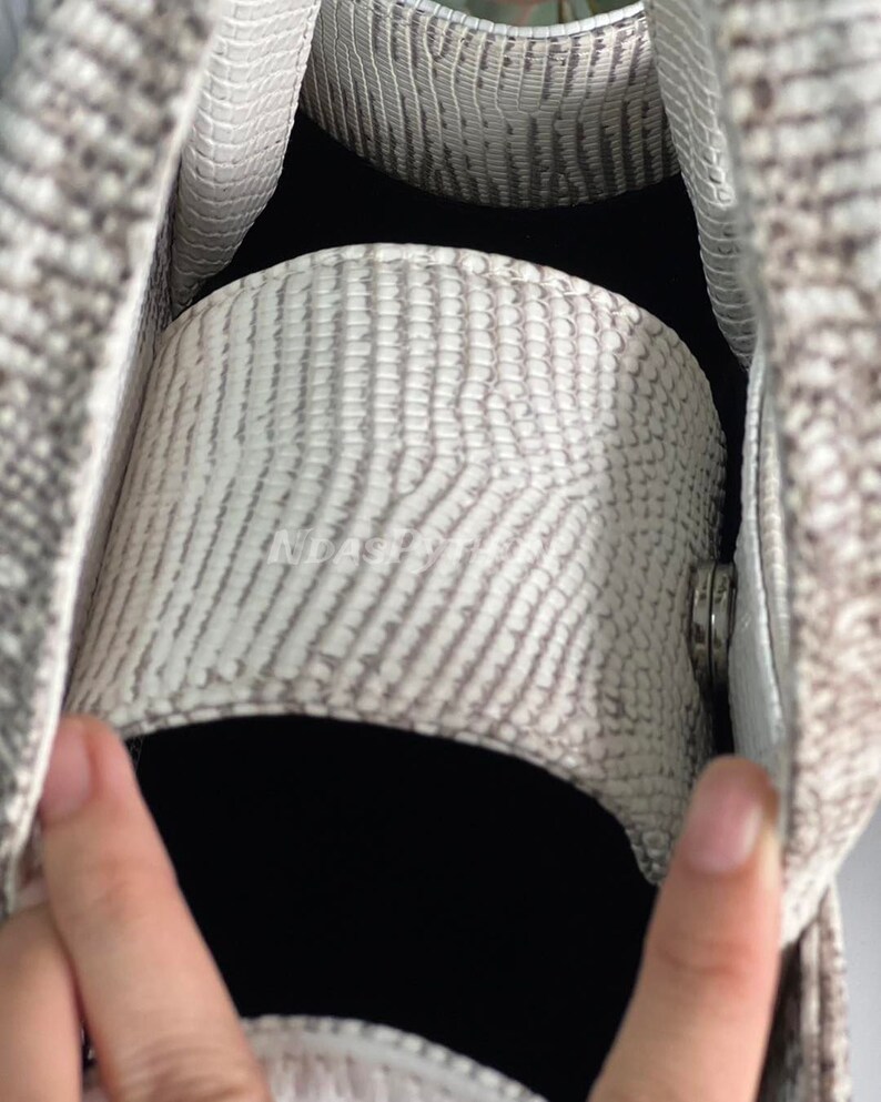 White Genuine Lizard Top Handle Bag, Real Lizard Skin, Natural Lizard ...