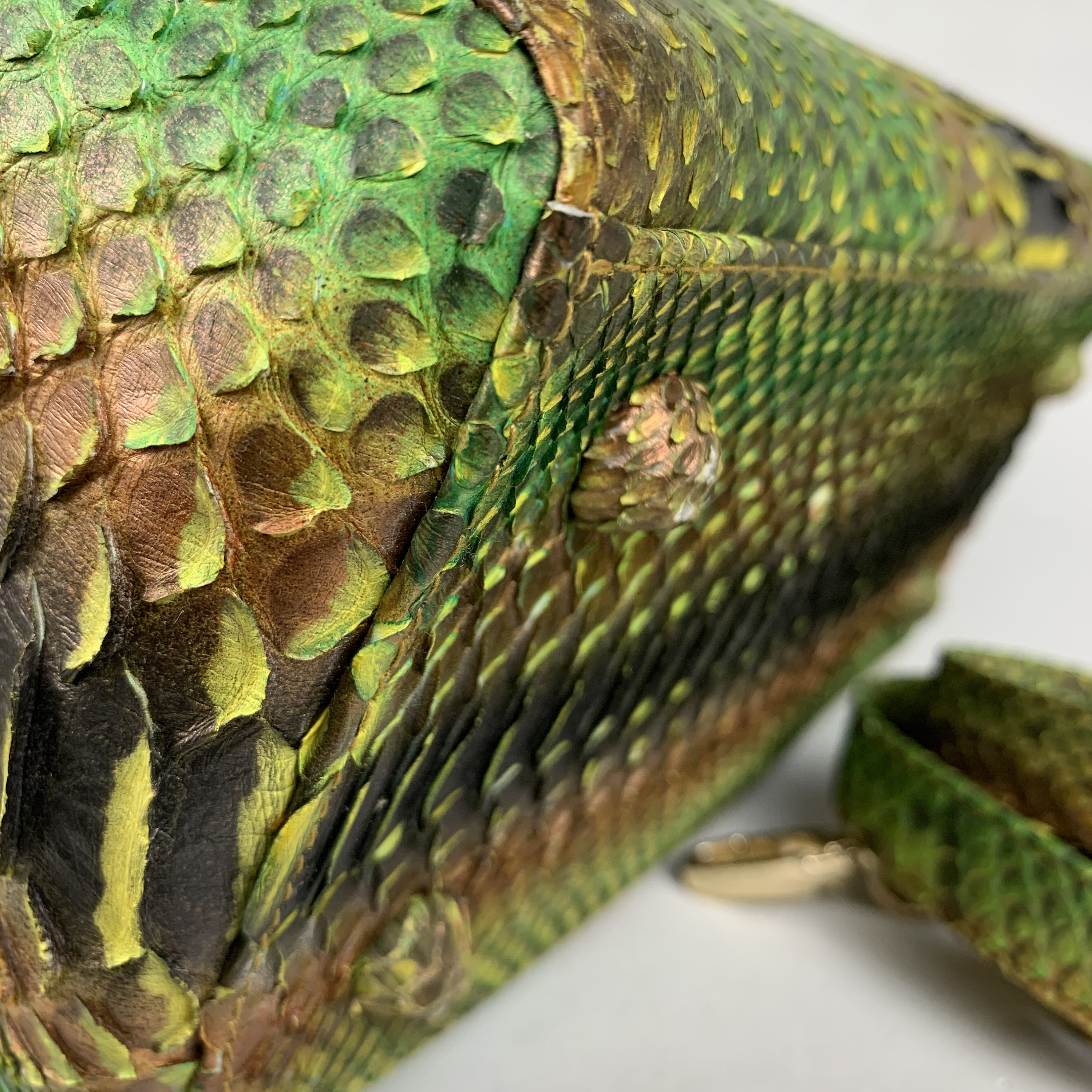 Green Genuine Python Top Handle Bag, Snake Skin Handbag, Exotic Leather ...