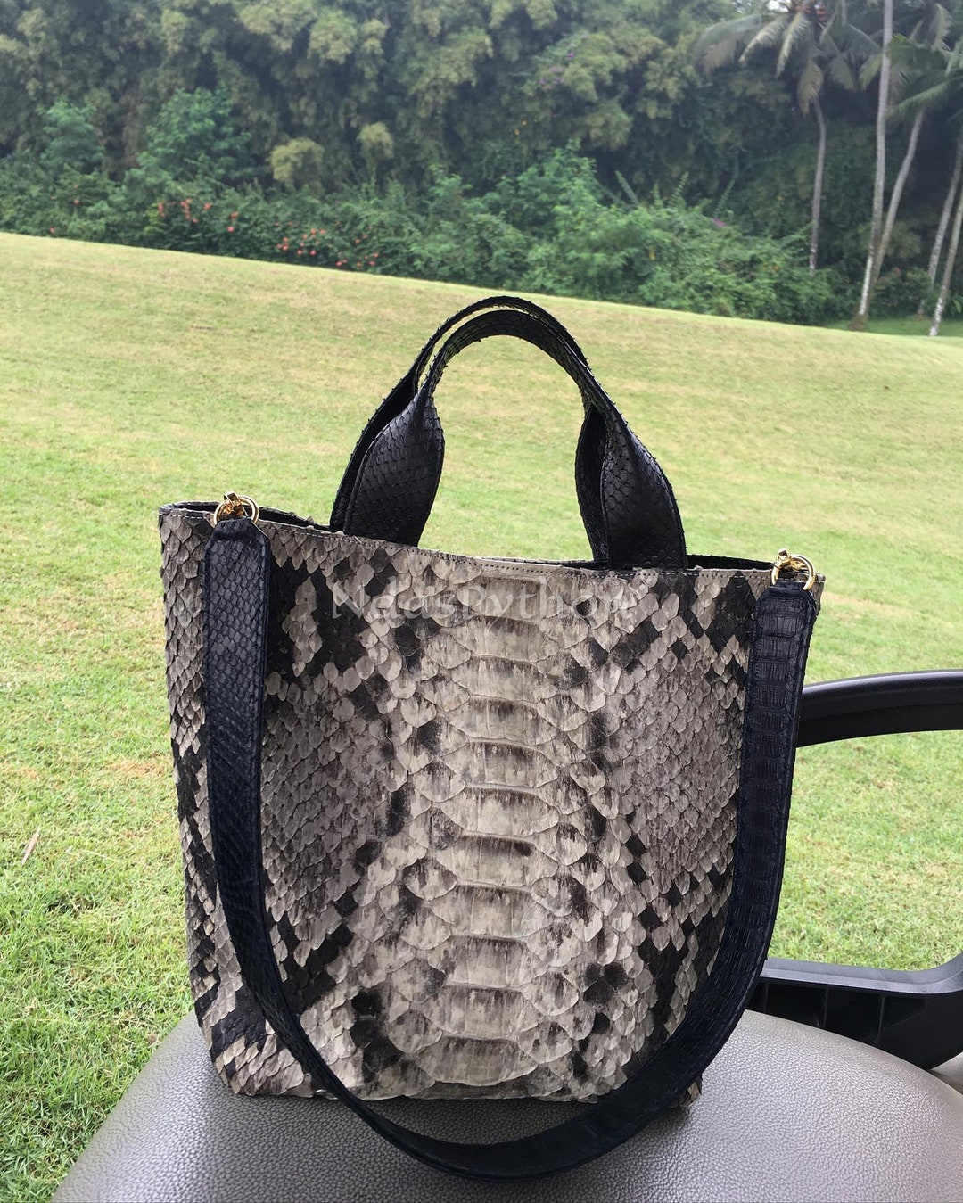 White Genuine Python Top Handle Bag, Snake Skin Handbag, Exotic Leather ...