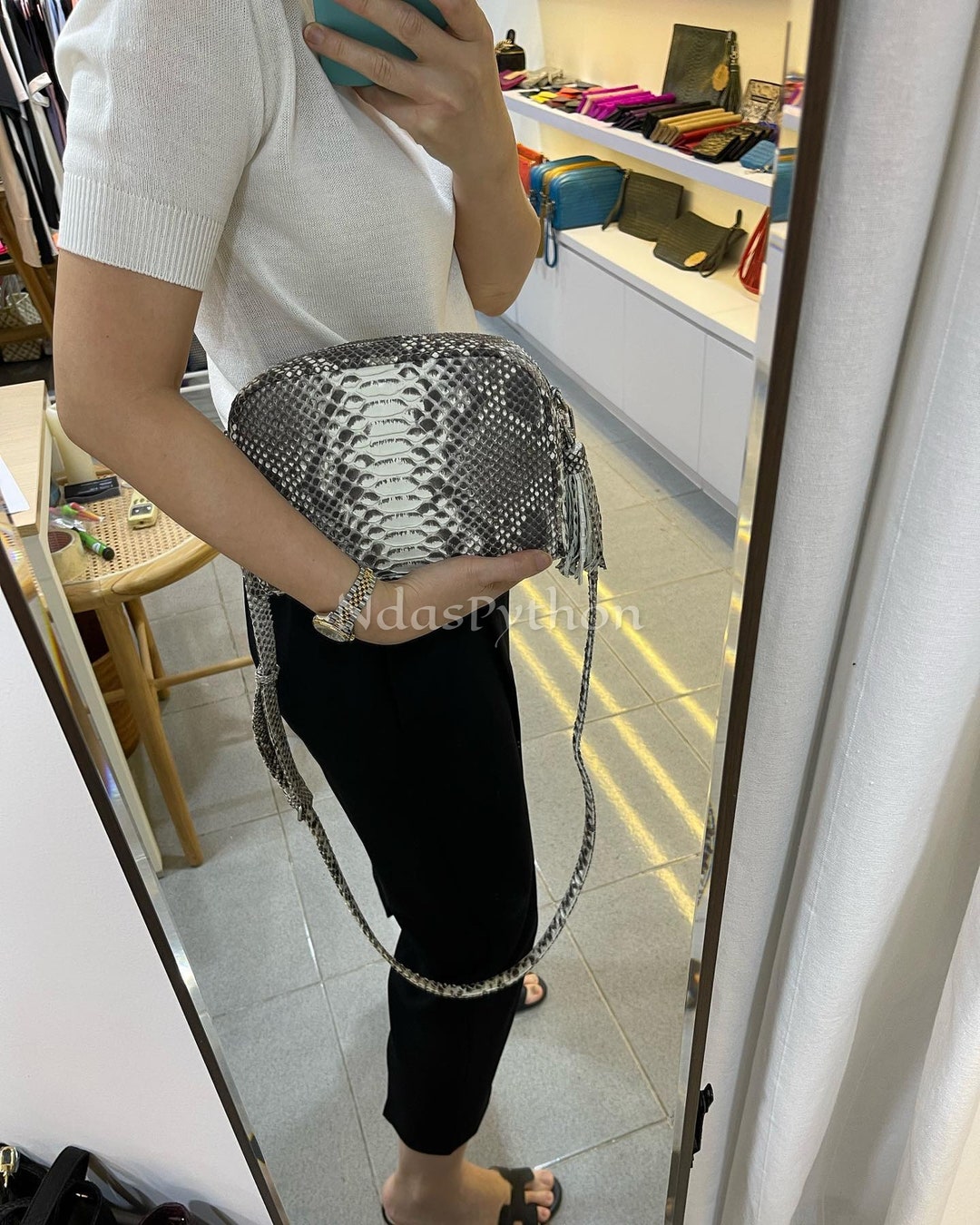 Gray Genuine Python Shoulder Bag, Real Snake Skin, Natural Python Skin, Genuine Python Bag ...