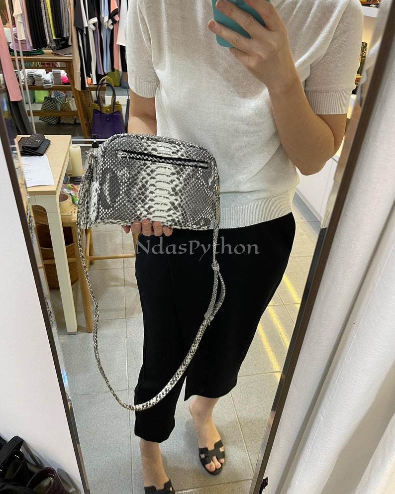 Gray Genuine Python Shoulder Bag, Real Snake Skin, Natural Python Skin ...