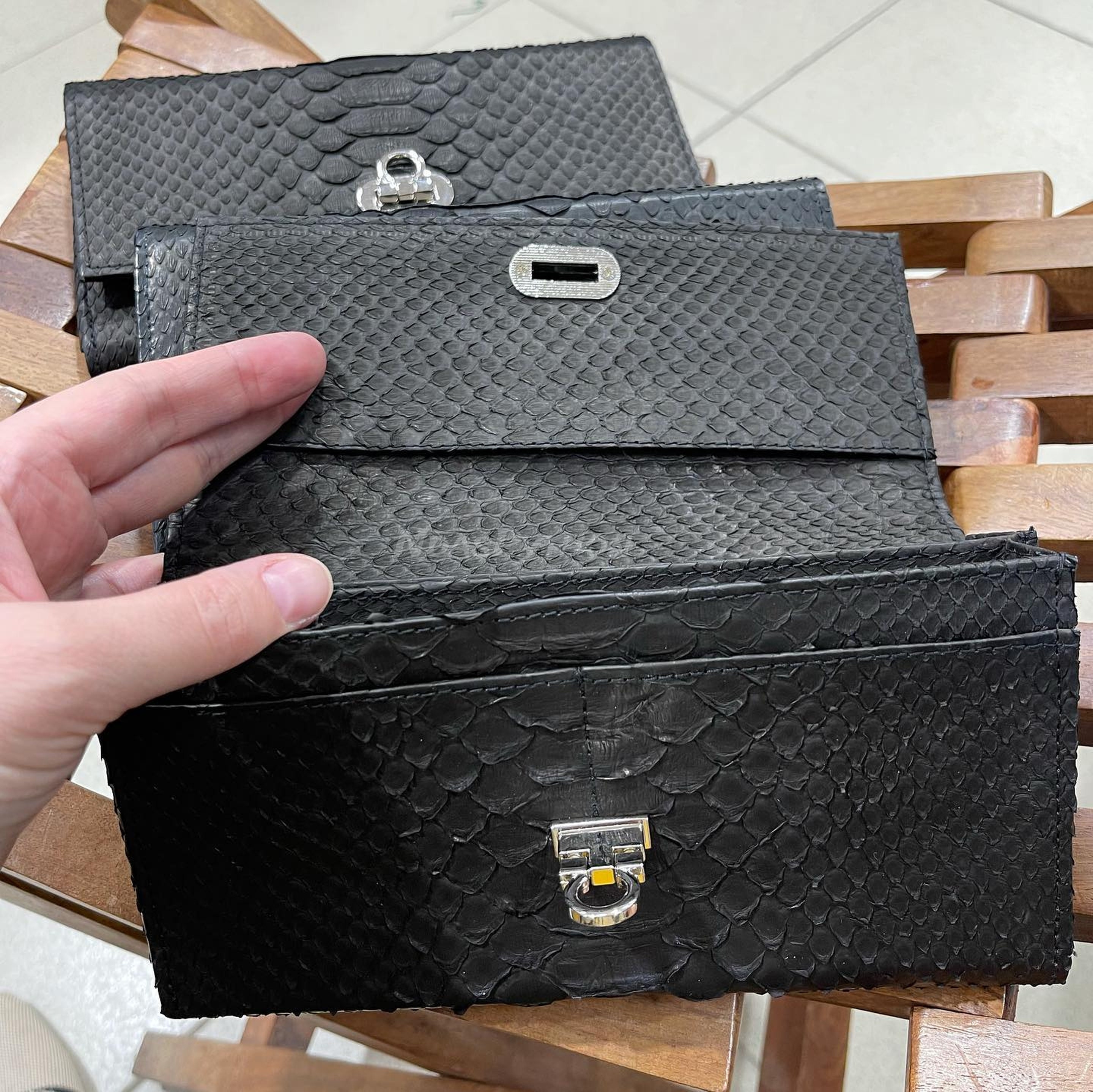 Dragon Black Exotic Genuine Python Wallet King Snake Skin Wallet ...