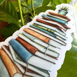 Stack of Books Sticker | Watercolor Sticker | Gift for Readers | Clear ...