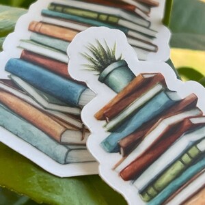 Stack of Books Sticker | Watercolor Sticker | Gift for Readers | Clear ...