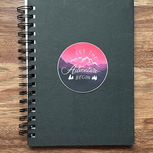 Let the Adventure Begin | Watercolor Sticker | Pink Mountains ...