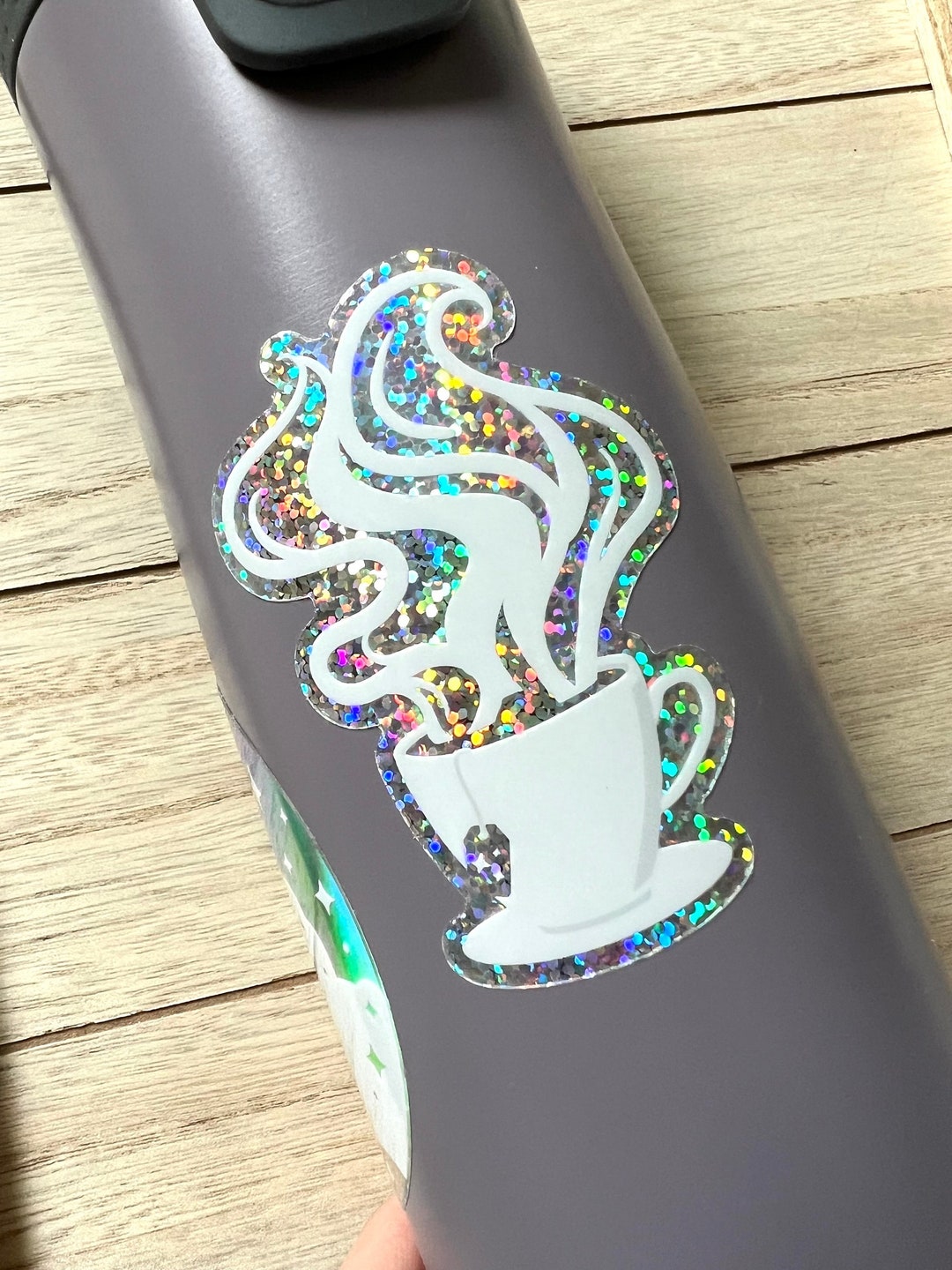 Sparkling Teacup Sticker | Rainbow Colors Vinyl Sticker | Waterproof ...