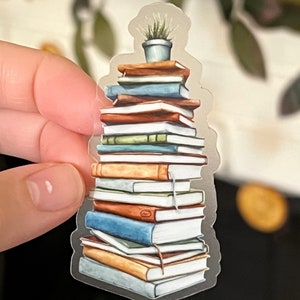 Stack of Books Sticker Watercolor Sticker Gift for Readers Clear ...