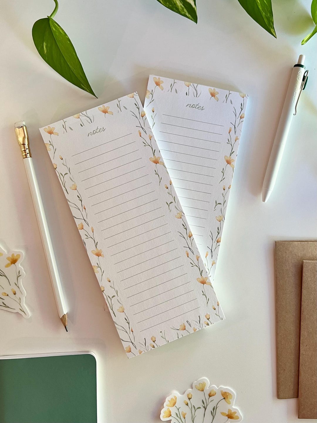Yellow Flowers Notepad | Lined Notes Paper | 50 Sheets | Minimalist ...
