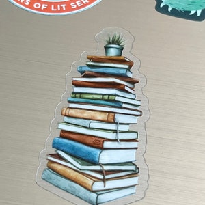 Stack of Books Sticker | Watercolor Sticker | Gift for Readers | Clear ...