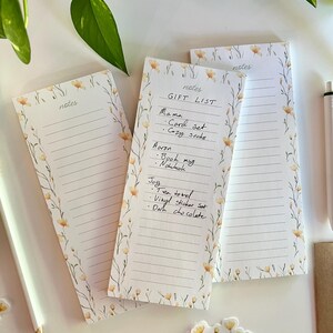 Yellow Flowers Notepad | Lined Notes Paper | 50 Sheets | Minimalist ...