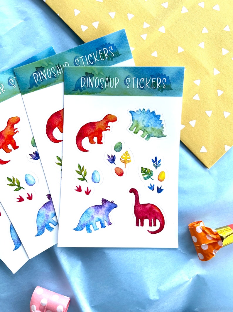 Dinosaur Sticker Sheet Colorful Watercolor Stickers - Etsy