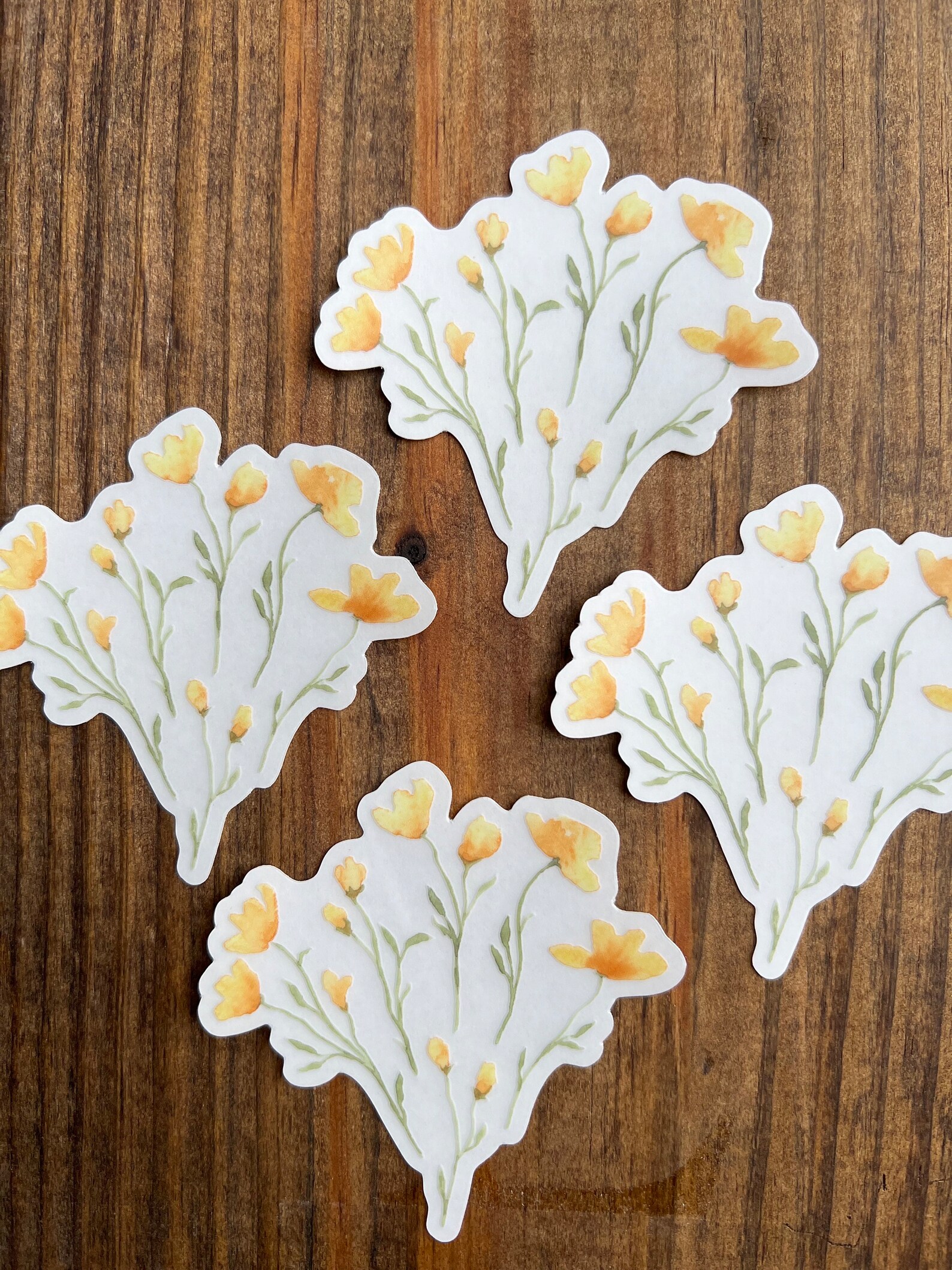 Clear Yellow Flowers Sticker | Waterproof Vinyl Sticker | Water Bottle ...